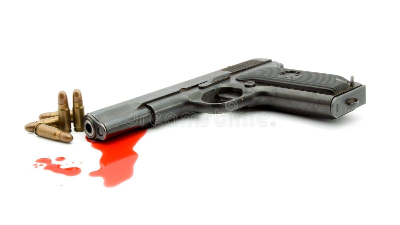 Murder Concept - Gun and Blood Stock Image - Image of isolated, murder ...