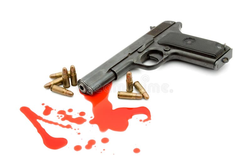 Murder Concept - Gun and Blood Stock Image - Image of horror, deadly ...