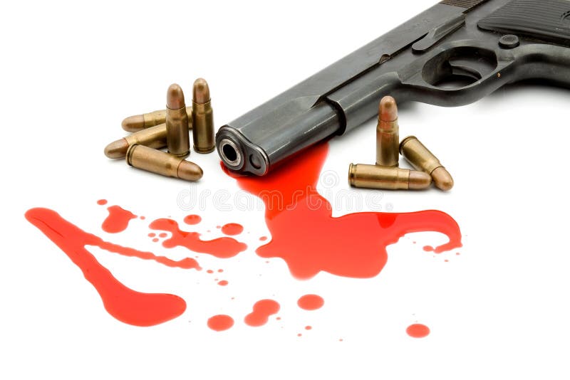 Murder Concept - Gun and Blood Stock Photo - Image of isolated ...