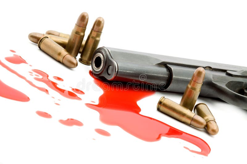 Murder Concept - Gun and Blood Stock Photo - Image of blood, isolated ...