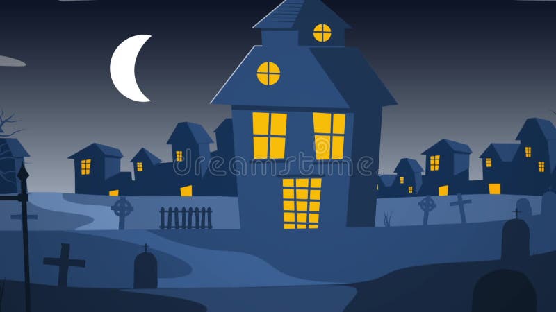 Murder on a Creepy Night Cartoon Stock Footage - Video of moon, windows ...