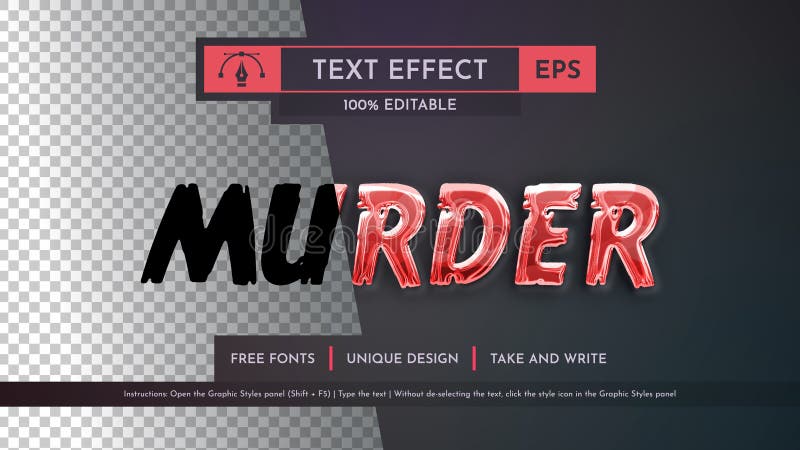 Murder - Editable Text Effect, Font Style Stock Vector - Illustration ...