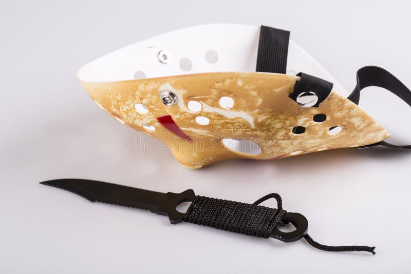 Murderer Mask and Knife on White Stock Photo - Image of bandit, murder ...