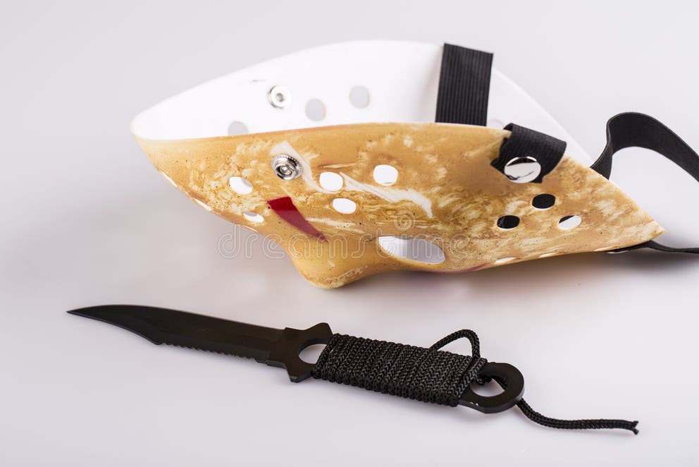 Murderer Mask and Knife on White Stock Photo - Image of bandit, murder ...