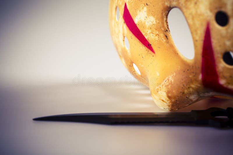 Murderer Mask and Knife on White Stock Photo - Image of crime, knife ...