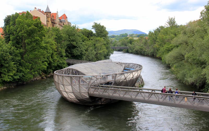 Murinsel, a Floating Platform and Pedestrian Bridge on the Mur River in ...