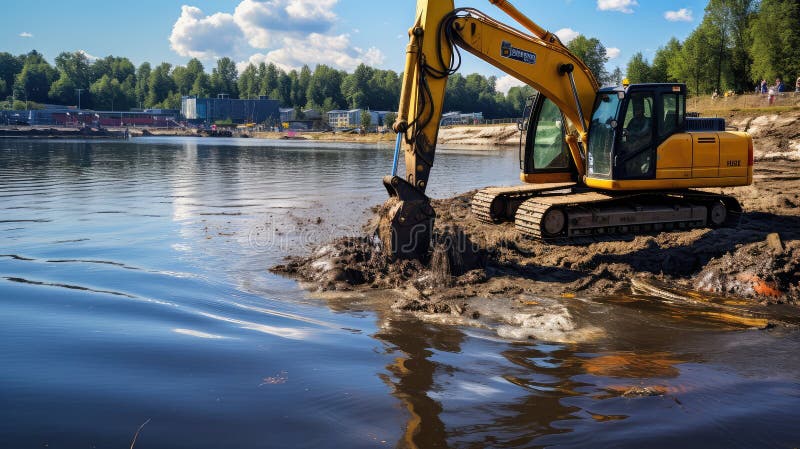 Murky excavator water stock illustration. Illustration of operation ...