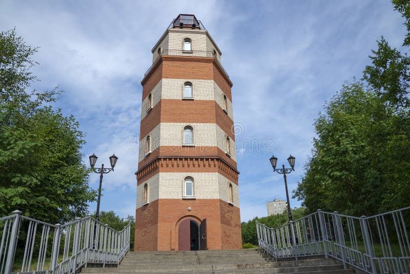 Hexagonal Lighthouse Tower. Murmansk Editorial Photo - Image of ...