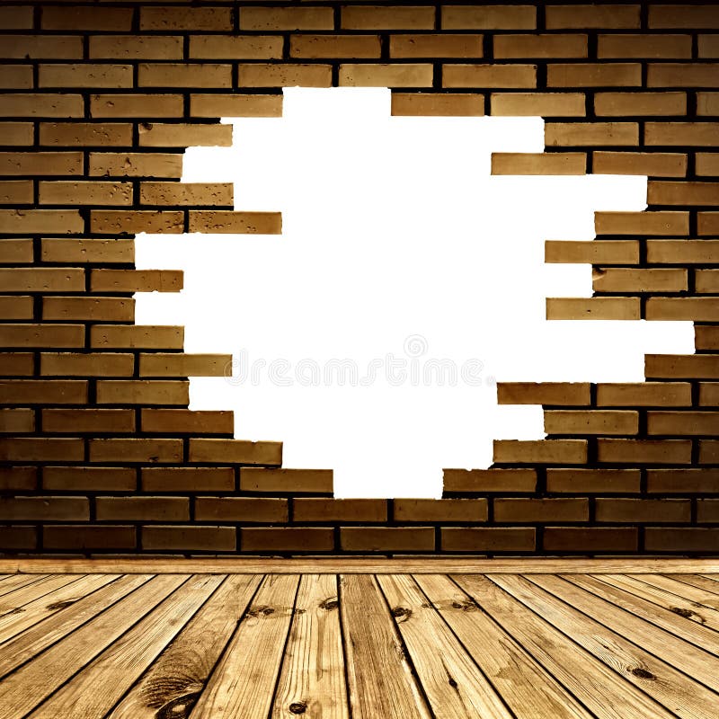 Muro Di Mattoni Rotto Nella Stanza Illustrazione di Stock ...