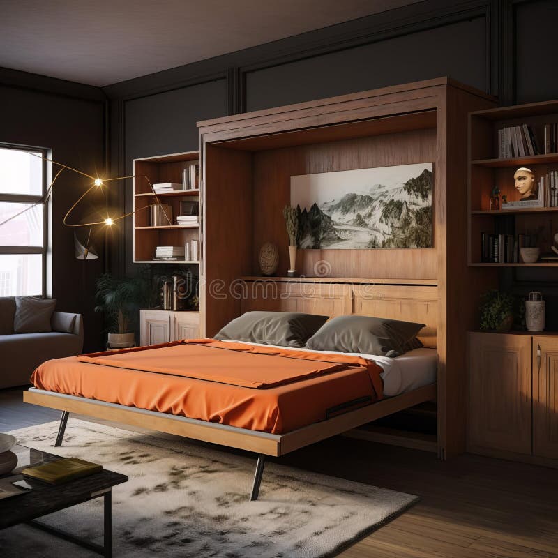 Stylish Murphy Bed Designs for Cozy Modern Bedrooms Stock Illustration ...