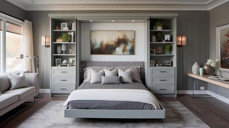 Murphy Bed Designs for Grey Interior Decor without Tables Stock ...