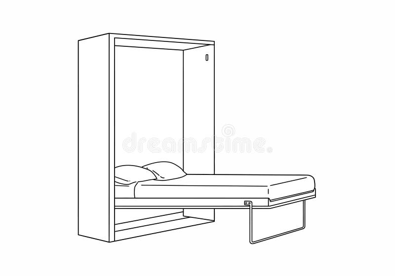 Murphy bed drawing stock vector. Illustration of white - 393967090