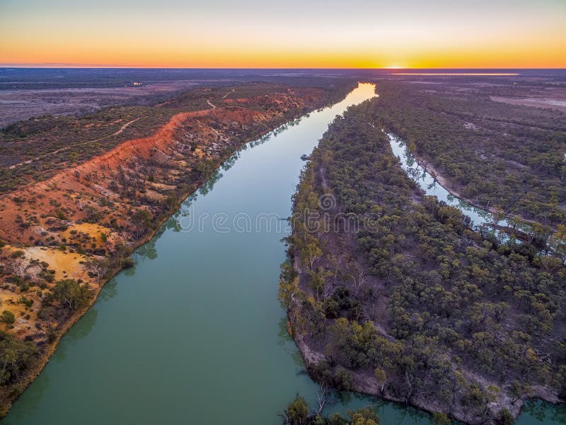 Murray River at sunset. stock photo. Image of murray - 122834530