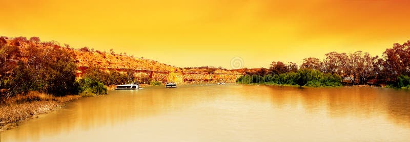 Murray River Sunset Panoramic Stock Photo - Image of beauty, scenic ...