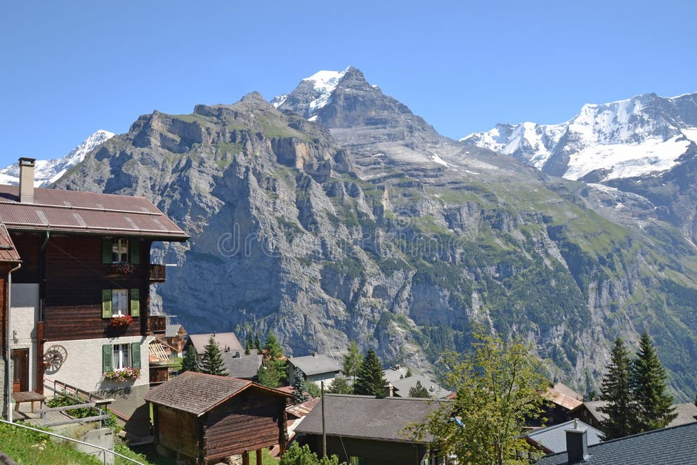 Murren mountain view stock image. Image of jungfrau, alpine - 33479417