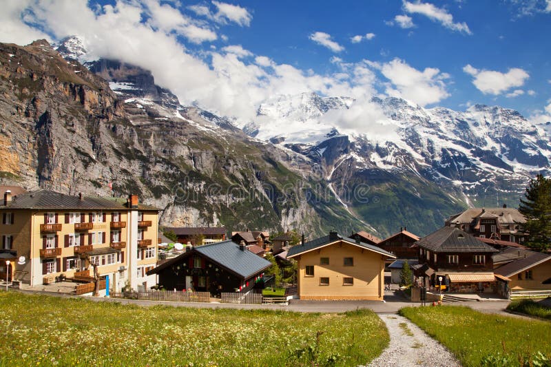 Murren Village, Switzerland Stock Image - Image of scenic, tourism ...