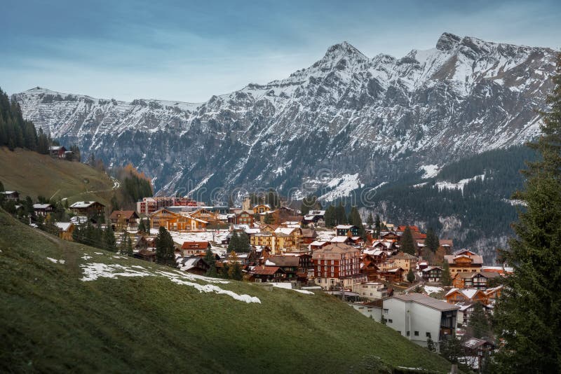 Murren Village with Tschuggen Mountain on Background - Murren ...