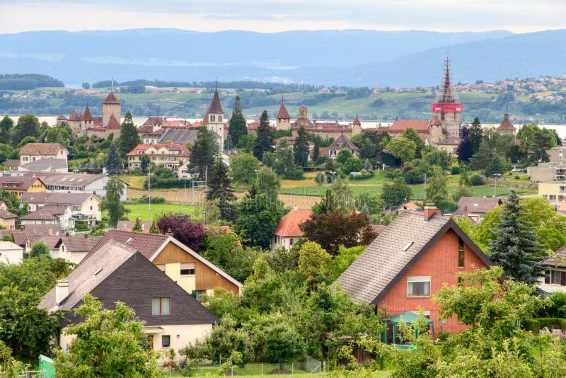 Murten Old Town and Castle, Stock Photo - Image of royal, romantic ...