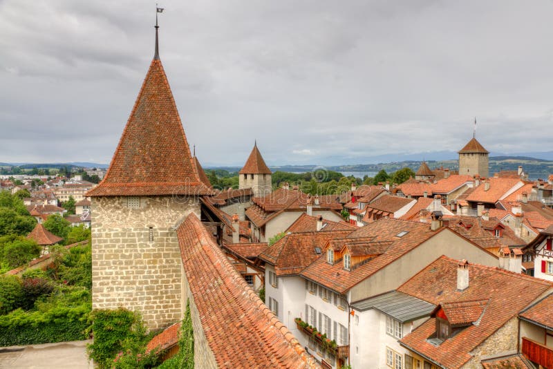Murten Old Town, Switzerland Stock Image - Image of murten, eurpoean ...