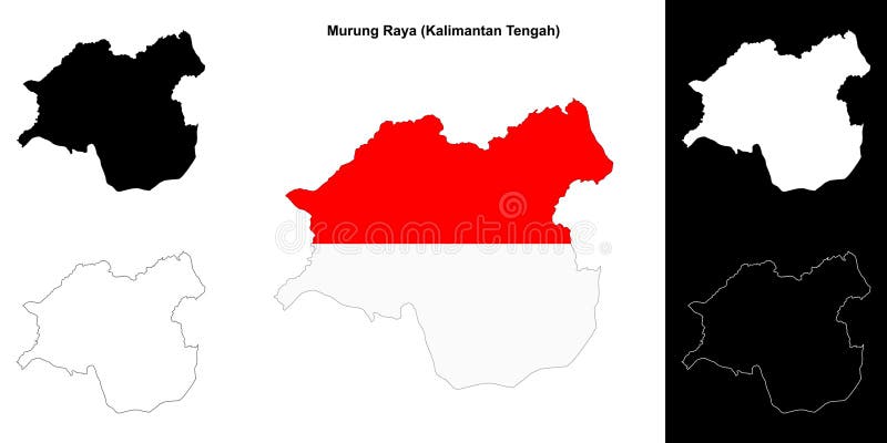 Murung Raya outline map stock vector. Illustration of boundaries ...