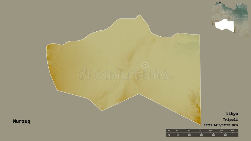 Murzuq, District of Libya, Zoomed. Relief Stock Illustration ...