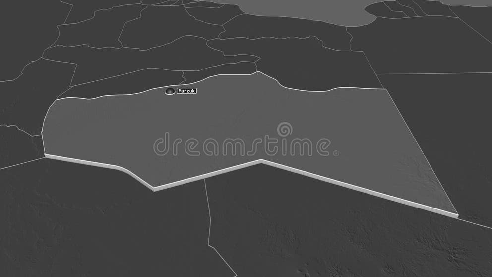 Murzuq, Libya - Extruded with Capital. Bilevel Stock Illustration ...