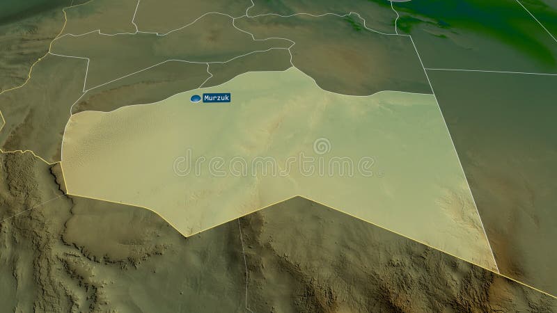 Murzuq, Libya - Highlighted with Capital. Physical Stock Illustration ...