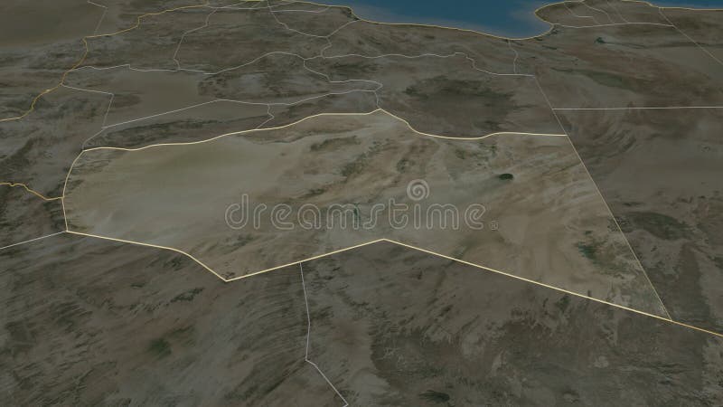 Murzuq, Libya - Outlined. Satellite Stock Illustration - Illustration ...