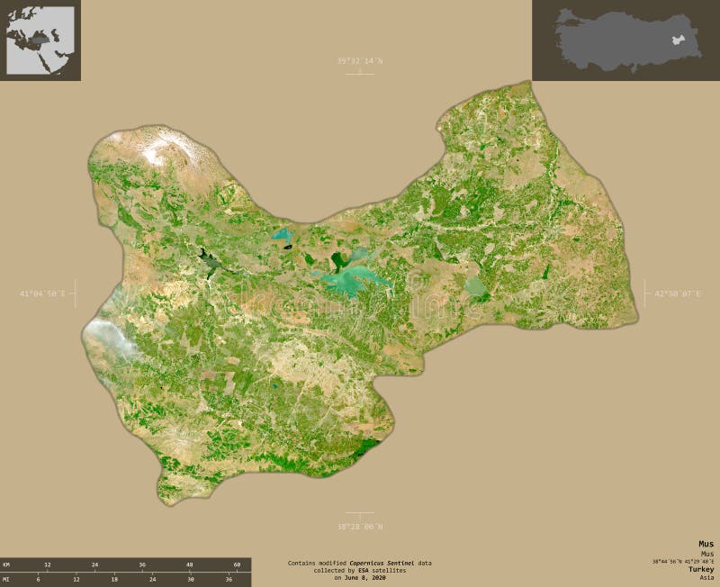 Mus, Turkey - Composition. Sentinel-2 Satellite Stock Illustration ...