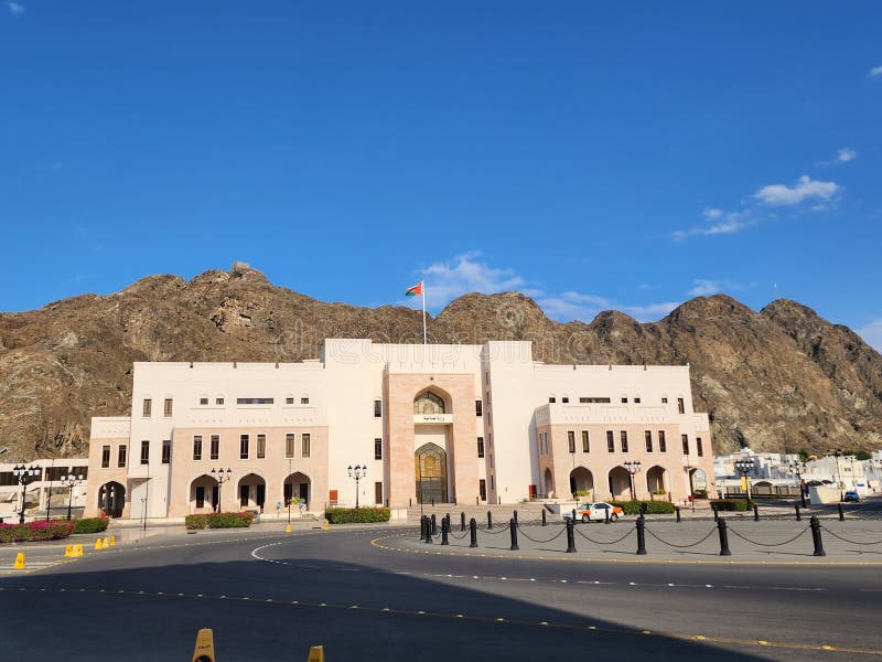 Muscat City Oman Background with Mountains Skyline. Editorial Stock ...