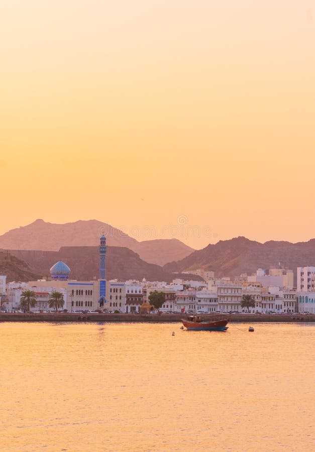 Muscat Corniche at Sunset stock image. Image of morning - 256076665