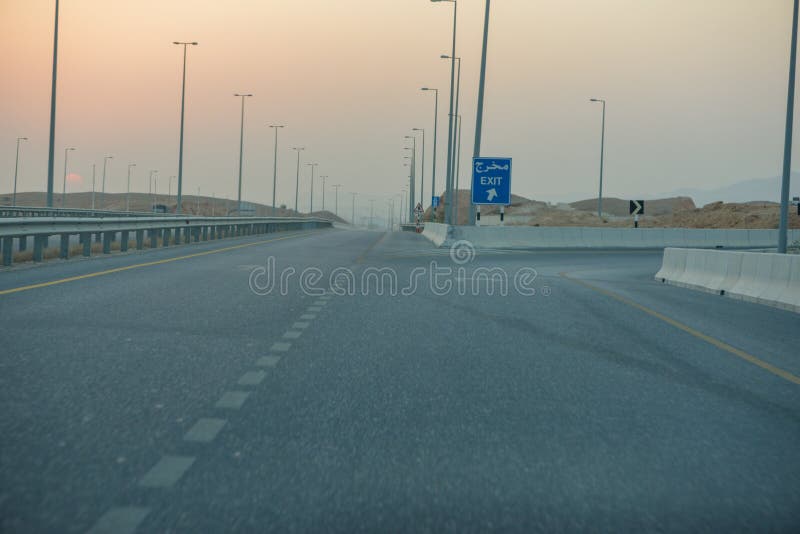 Muscat Express Way Exit Lane Road, Oman Stock Image - Image of desert ...