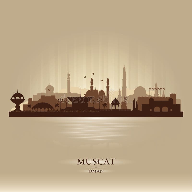Muscat Oman City Skyline Vector Silhouette Stock Vector - Illustration ...