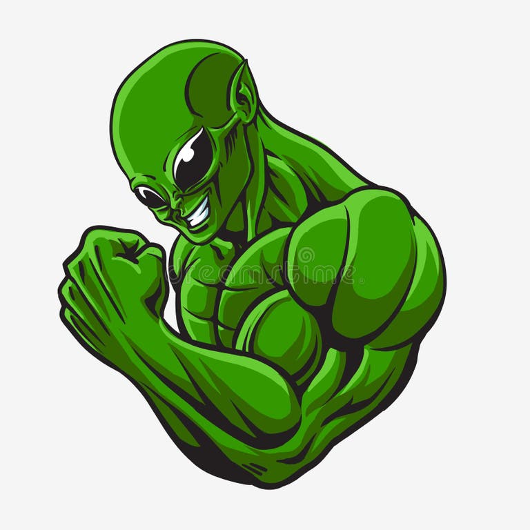Muscle alien stock vector. Illustration of body, bodybuilding - 240426106