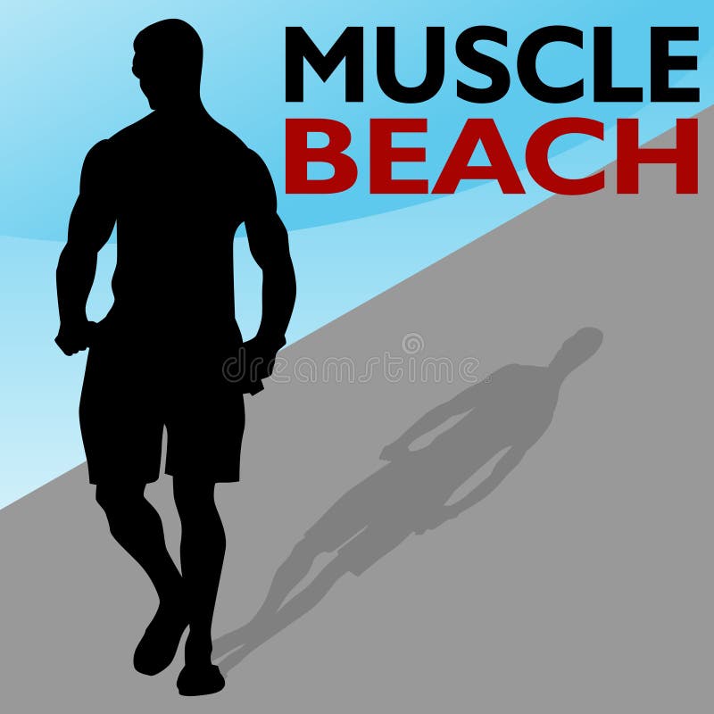 Muscle Beach Man Walking stock vector. Illustration of fitness - 16826945