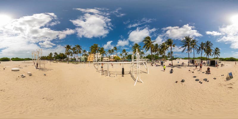 Muscle Beach Miami South Beach 2023 360 Equirectangular Editorial Stock ...