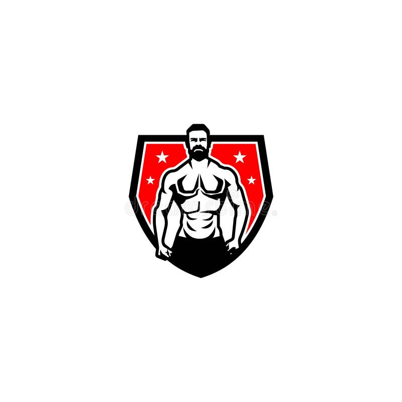 Muscle Bodybuilder Man Logo Design Vector Stock Vector - Illustration ...