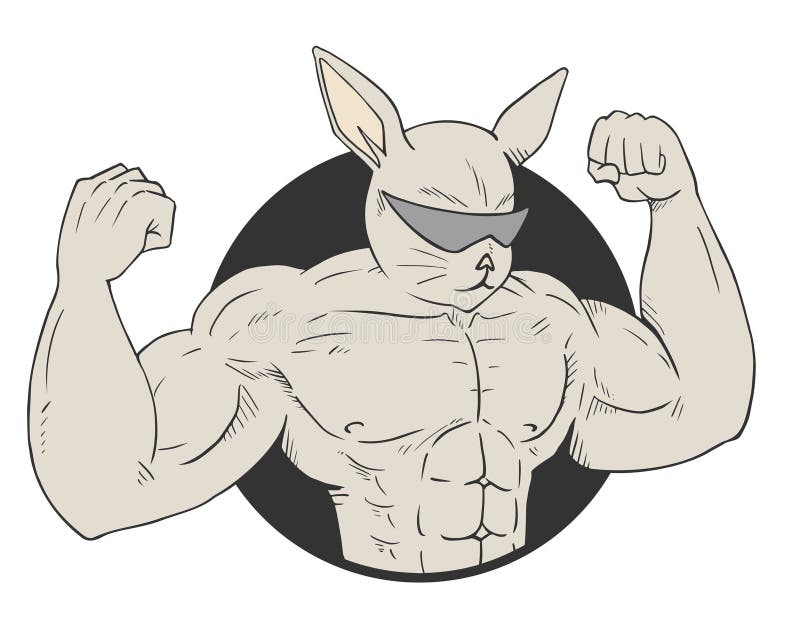 Muscle bodybuilding rabbit stock illustration. Illustration of ...
