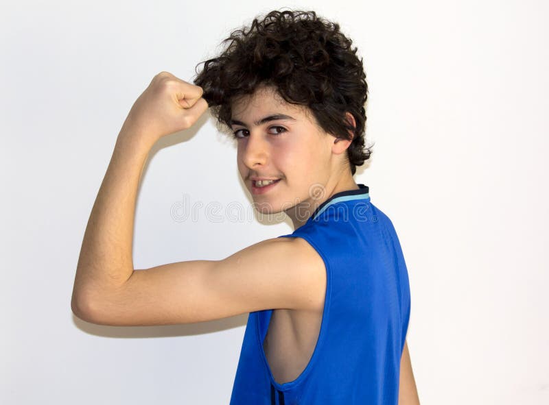 Muscle boy stock photo. Image of barbel, closeup, emotion - 85500414