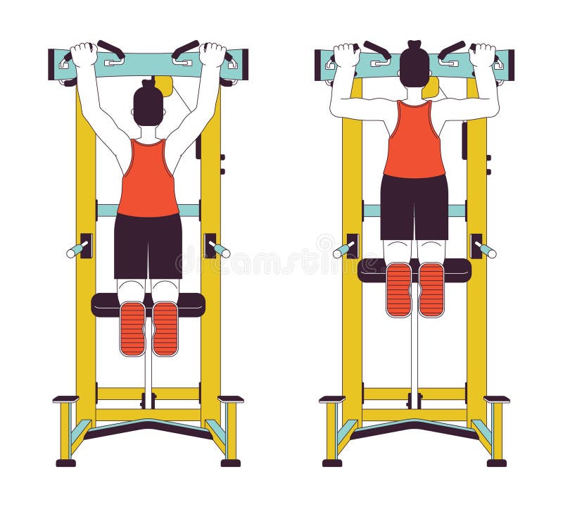 Muscle Building with Assisted Pull Up Machine Bw Vector Spot ...