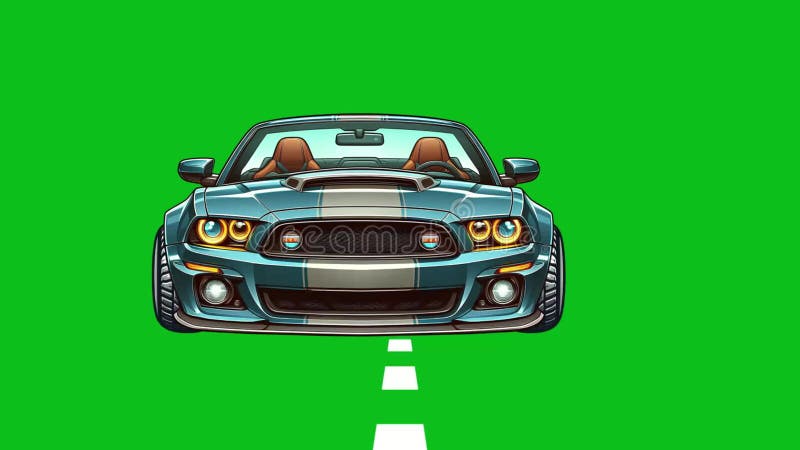 Muscle Car Animation with Headlights on Green Screen Background Stock ...