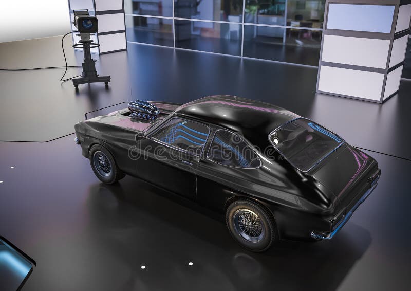 Muscle Car on Exhibition Center Take Four Stock Illustration ...