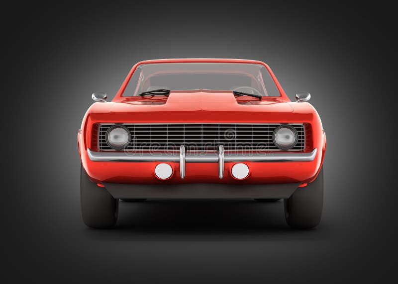Muscle Car Front View without Shadow on White Background 3d Stock ...
