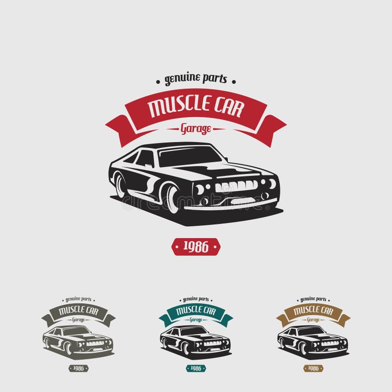 Muscle Car Logo Template in Retro Style. Retro Car Logo Vector Stock ...