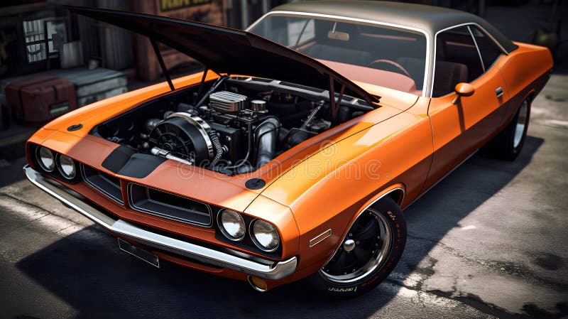Muscle Car Power Performance Hyper-realistic Two Generative AI Stock ...