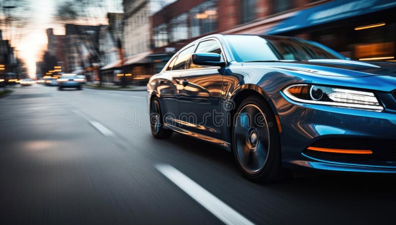 Muscle Car Rides Around the City Stock Illustration - Illustration of ...