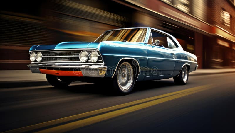 Muscle Car Rides Around the City Stock Illustration - Illustration of ...