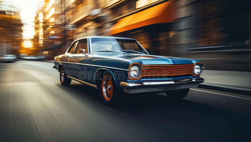 Muscle Car Rides Around the City Stock Illustration - Illustration of ...
