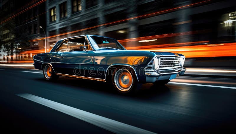 Muscle Car Rides Around the City Stock Illustration - Illustration of ...