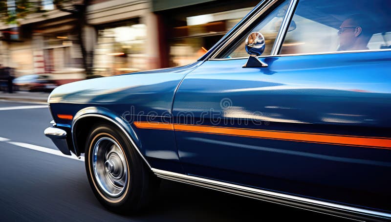 Muscle Car Rides Around the City Stock Illustration - Illustration of ...